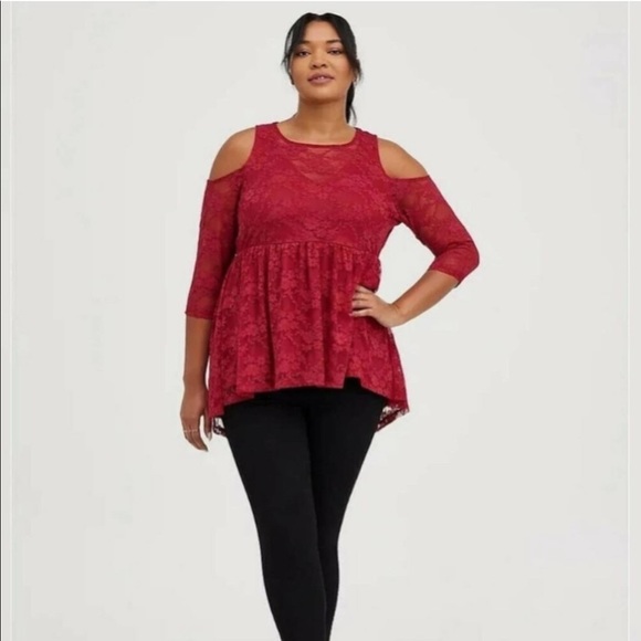 torrid | Tops | Torrid Babydoll Red Lace Top | Poshmark